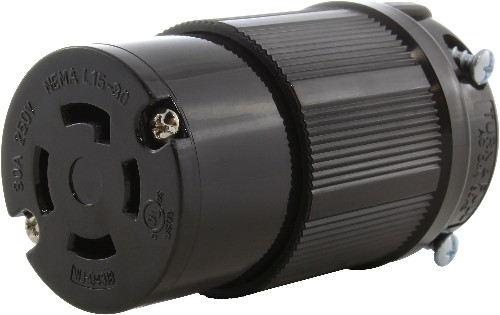 AC Connectors 30-Amp 250-Volt NEMA L15-30r 4-wire Grounding Heavy-duty Locking Connector, Black